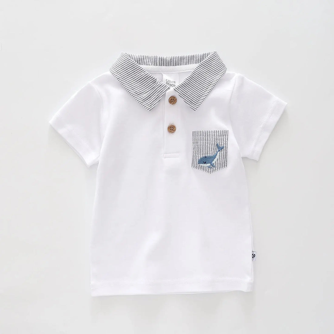 Whale Stripe Polo Shirt - Ollies Place Kidswear