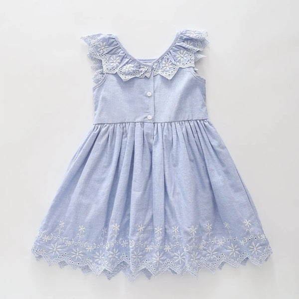 Blue Eyelet Dress - Ollies Place