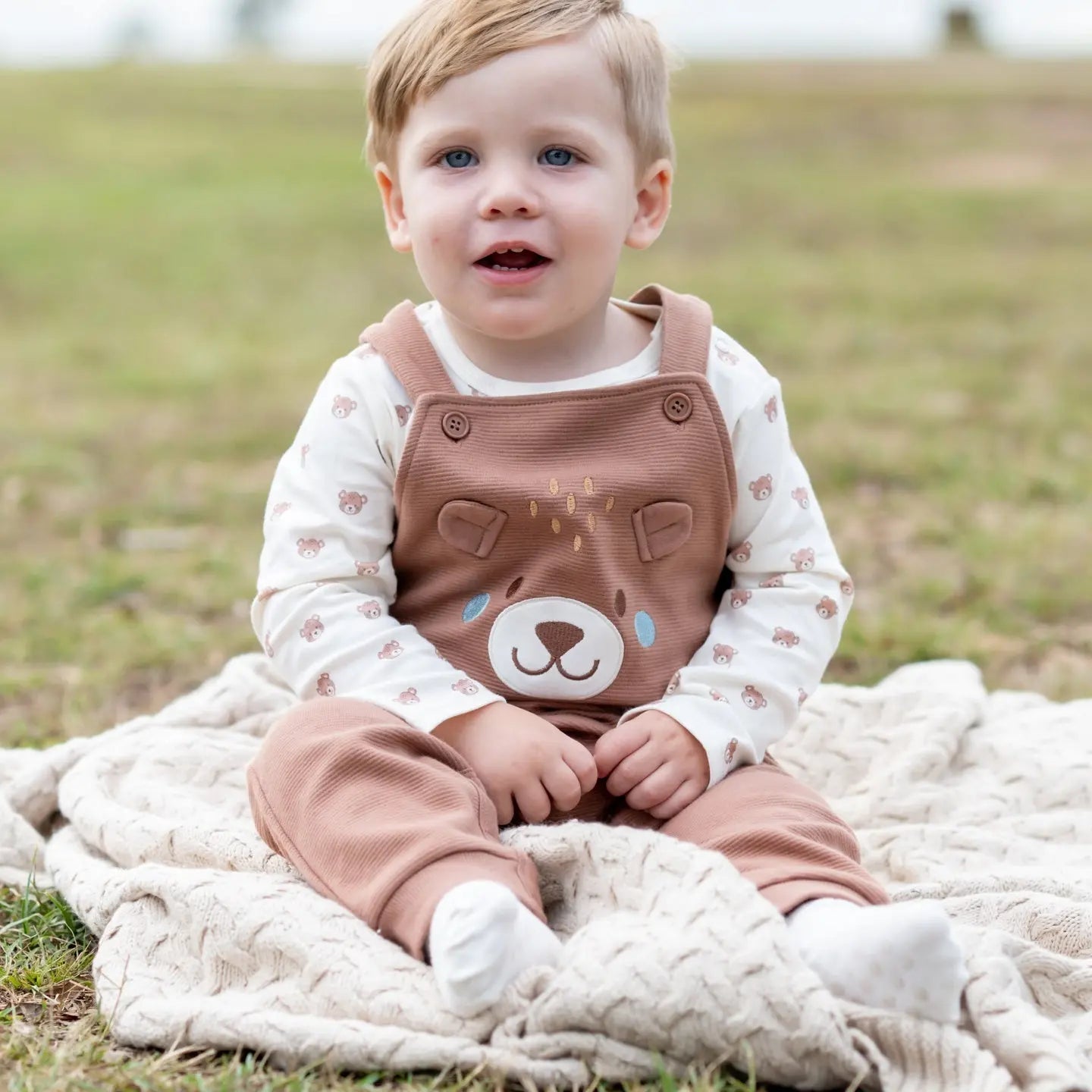 Brown Bear Overalls Set - Ollies Place