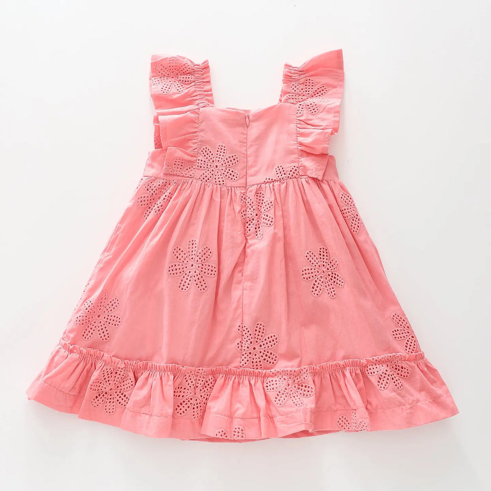 Pink Broderie Flower Dress, DAISY EMB DRSS PNK - Ollies Place